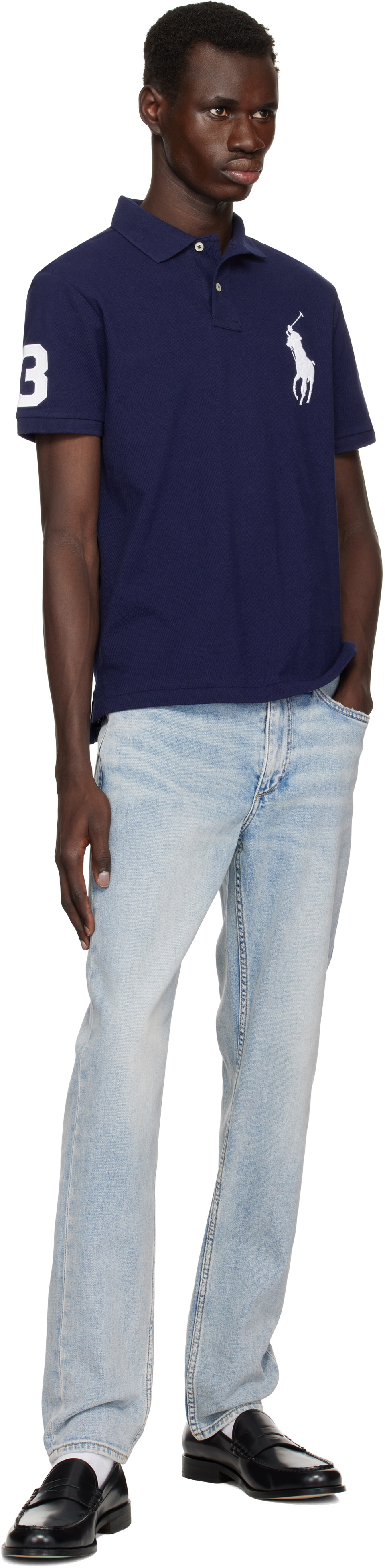 Polo Ralph Lauren Navy Custom Slim Fit Big Pony Mesh Polo Polo Ralph Lauren
