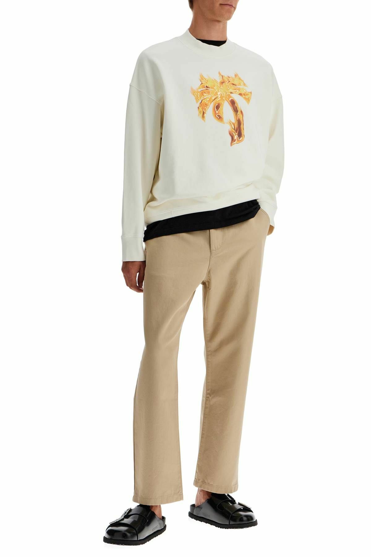 PALM ANGELS 'burning palm oversized sweat White Palm Angels
