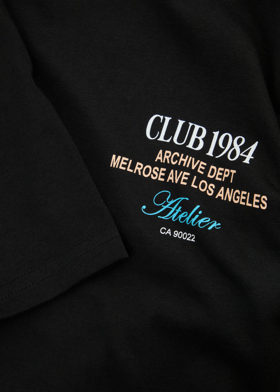 Club 1984 La Depth Printed Cotton T-shirt Black Club 1984