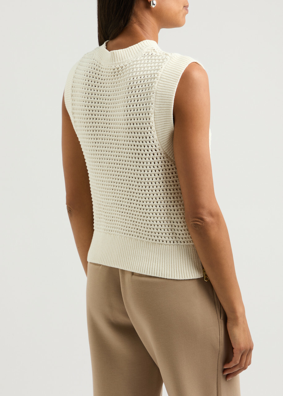 Varley Randal Open-knit Cotton-blend Vest Cream Varley