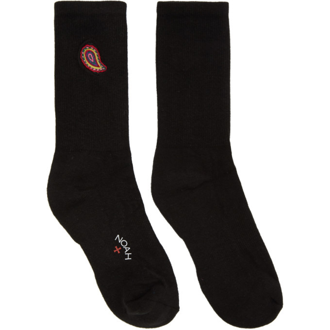 Noah NYC Black Paisley Logo Socks Noah NYC
