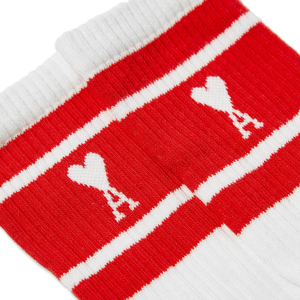 AMI Women's ADC Striped Sock in Scarlet Red AMI