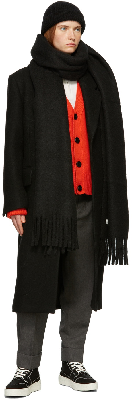 AMI Paris Black Ami De Cœur Oversize Scarf AMI