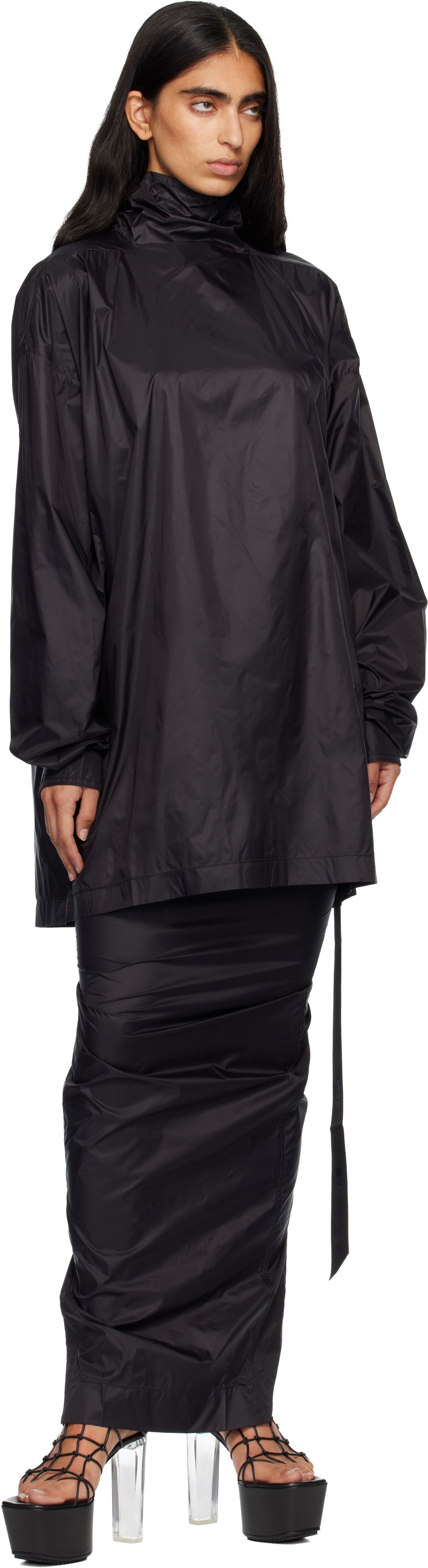 Rick Owens DRKSHDW Black Concordians Pull On Pillar Maxi Skirt Rick ...
