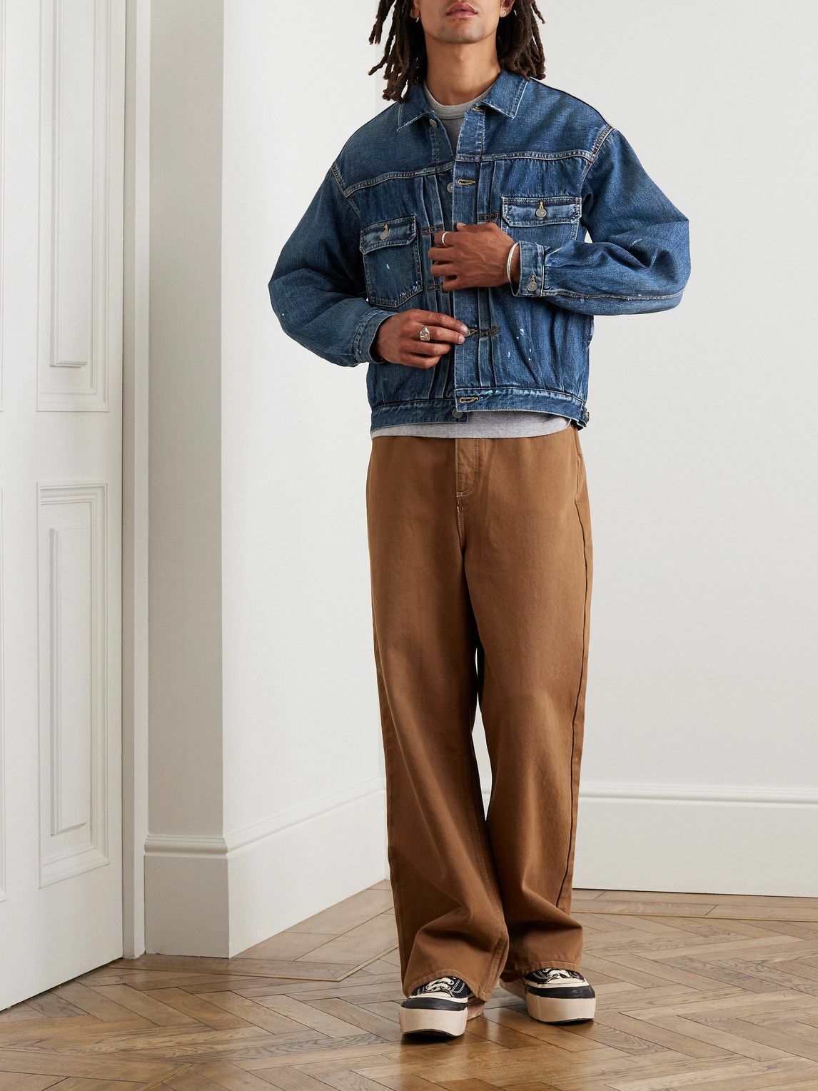 Visvim - Paint-Splattered Distressed Denim Jacket - Blue Visvim