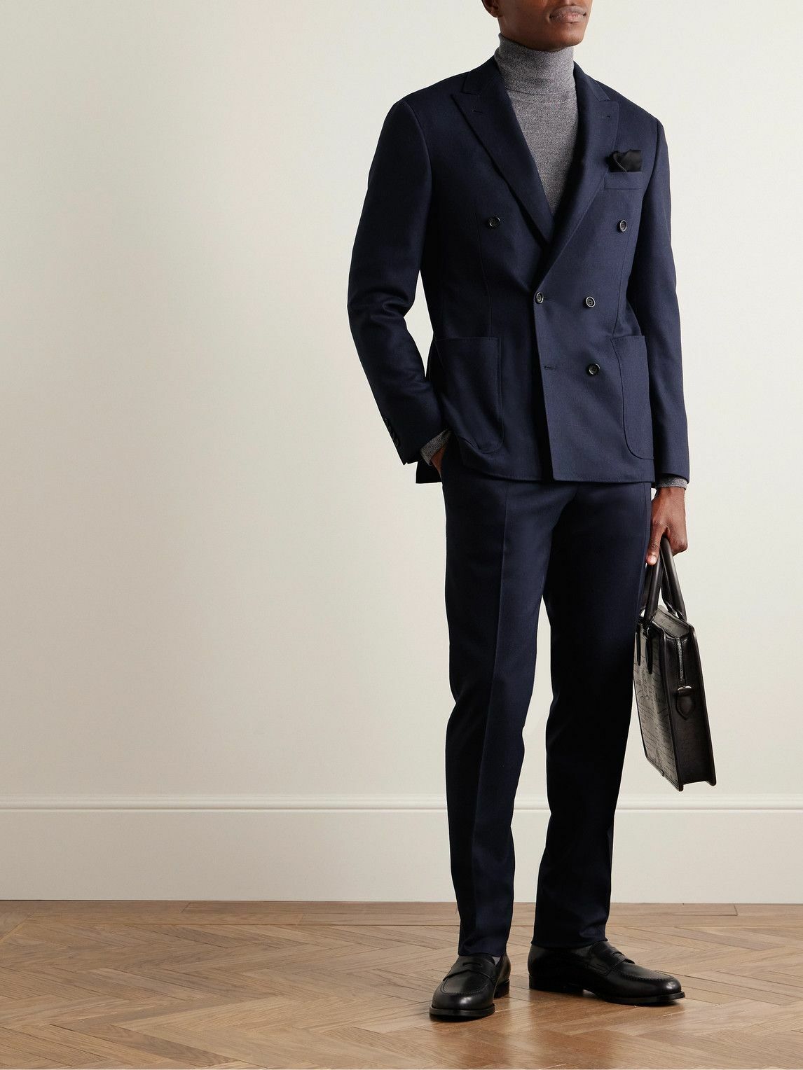 Canali - Kei Slim-Fit Double-Breasted Wool-Blend Felt Suit Jacket ...