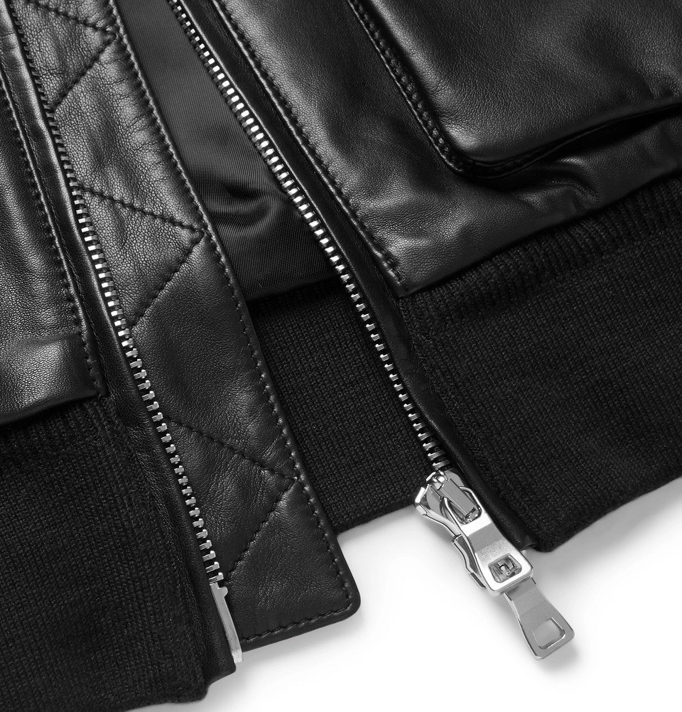 Mr P. - Leather Bomber Jacket - Men - Black Mr P.