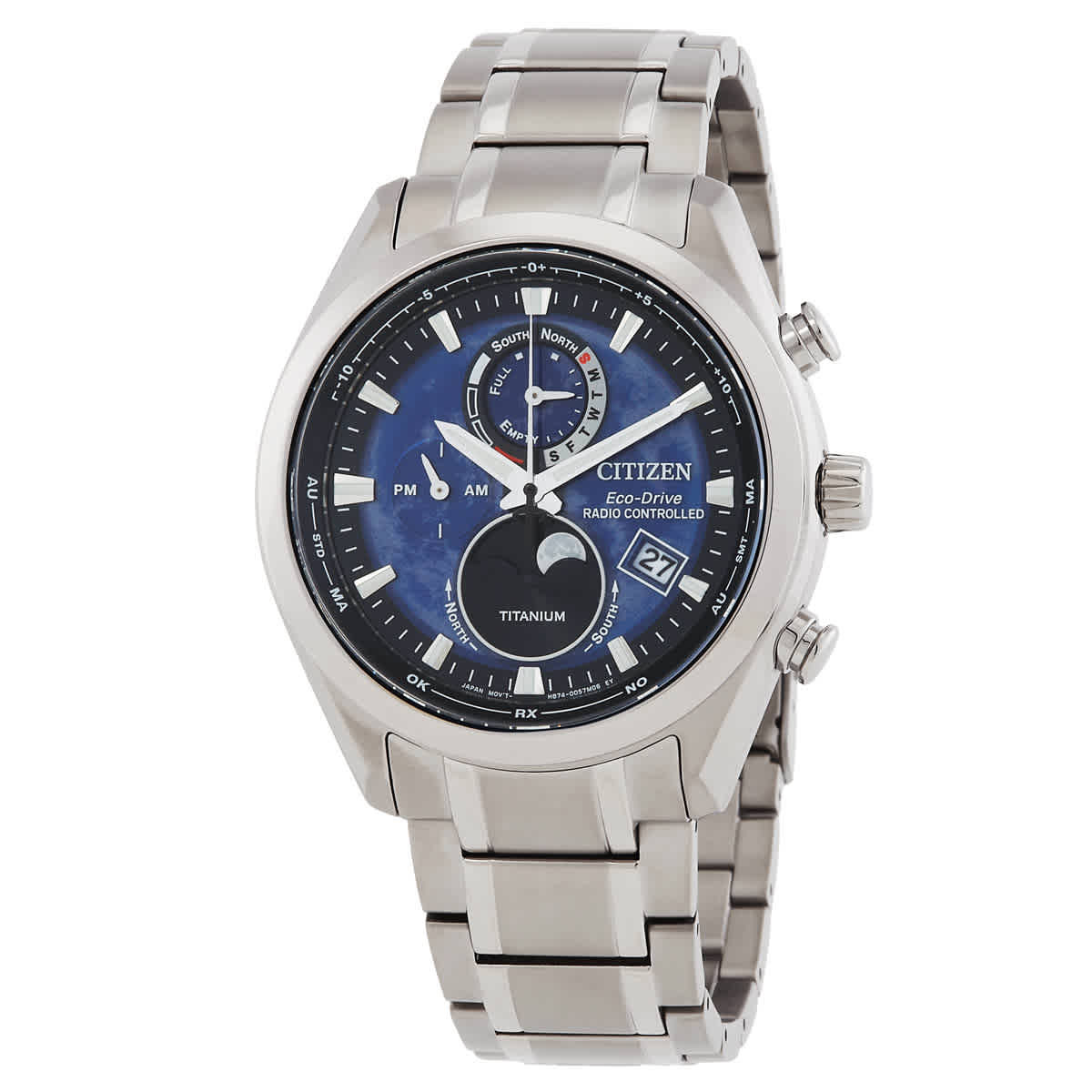 Citizen Tsuki-yomi A-T Eco-Drive Perpetual World Time Blue Dial Mens ...