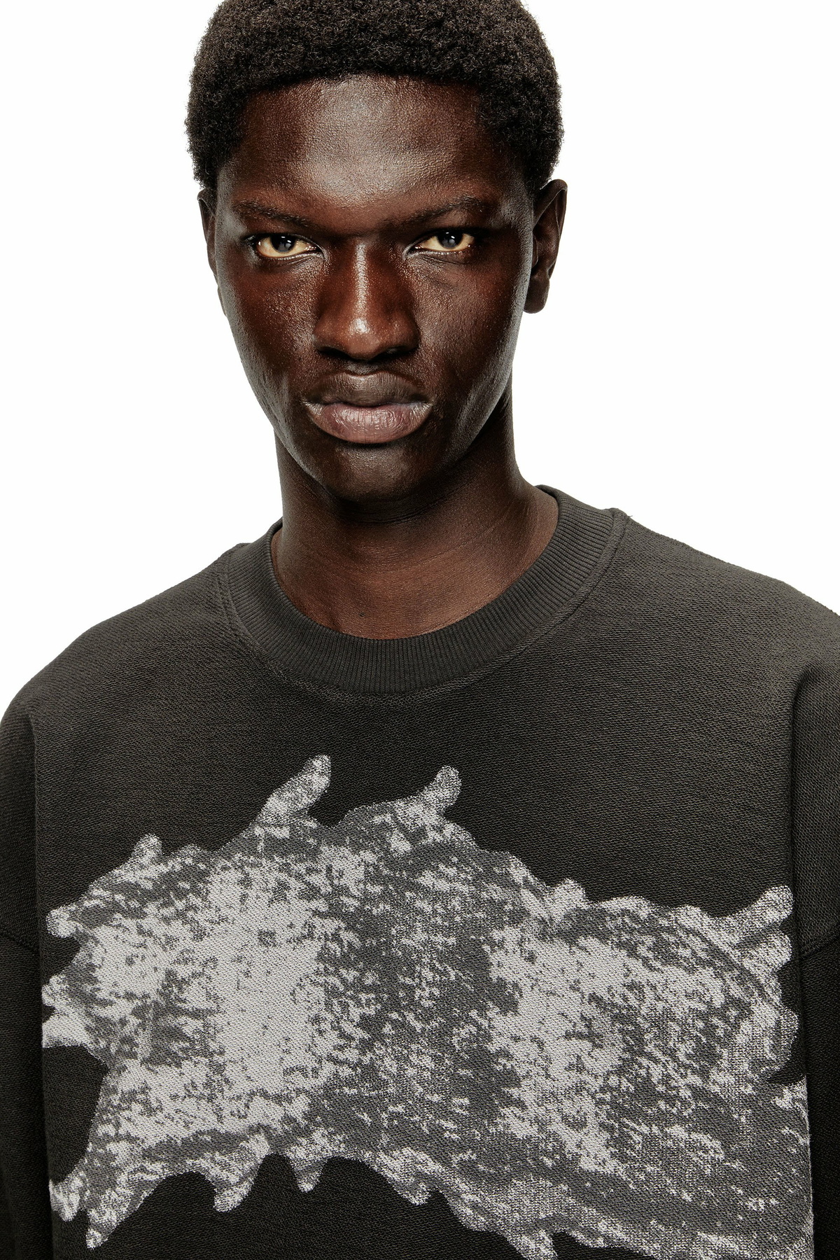 Diesel Sweatshirt with graffiti print - Sweaters Mens in Grey Diesel