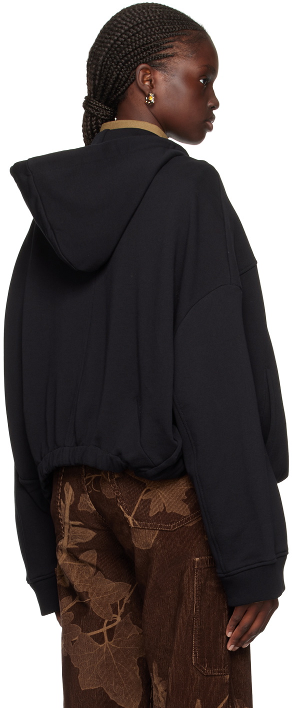 Dries Van Noten Black Draped Hoodie Dries Van Noten