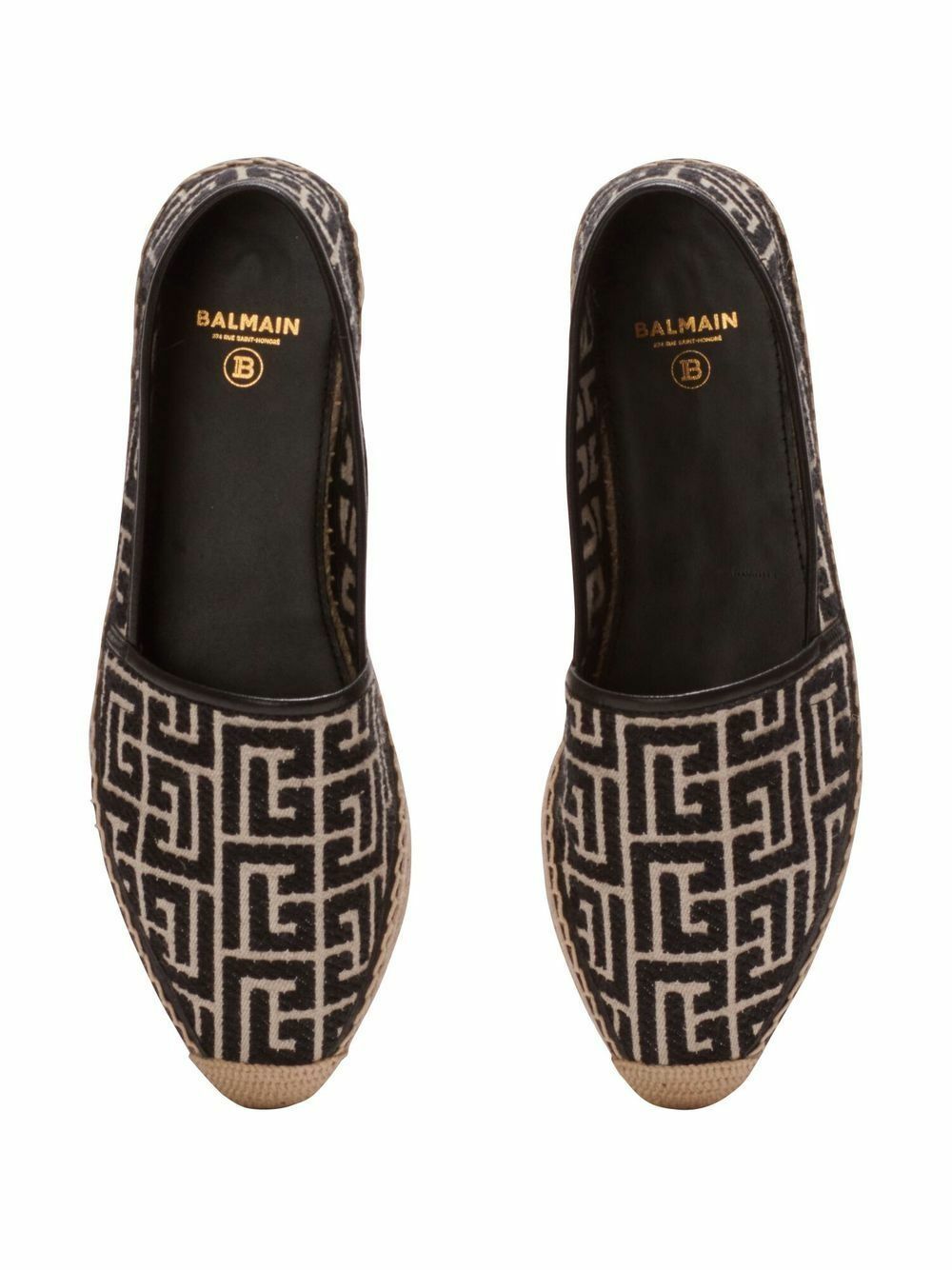 Balmain Brown Geometric Logo Pattern Espadrilles Balmain