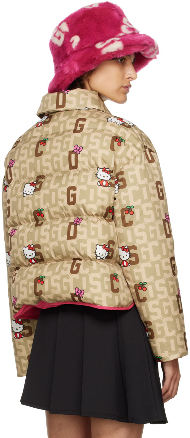 GCDS Brown Hello Kitty Edition Monogram Down Jacket GCDS