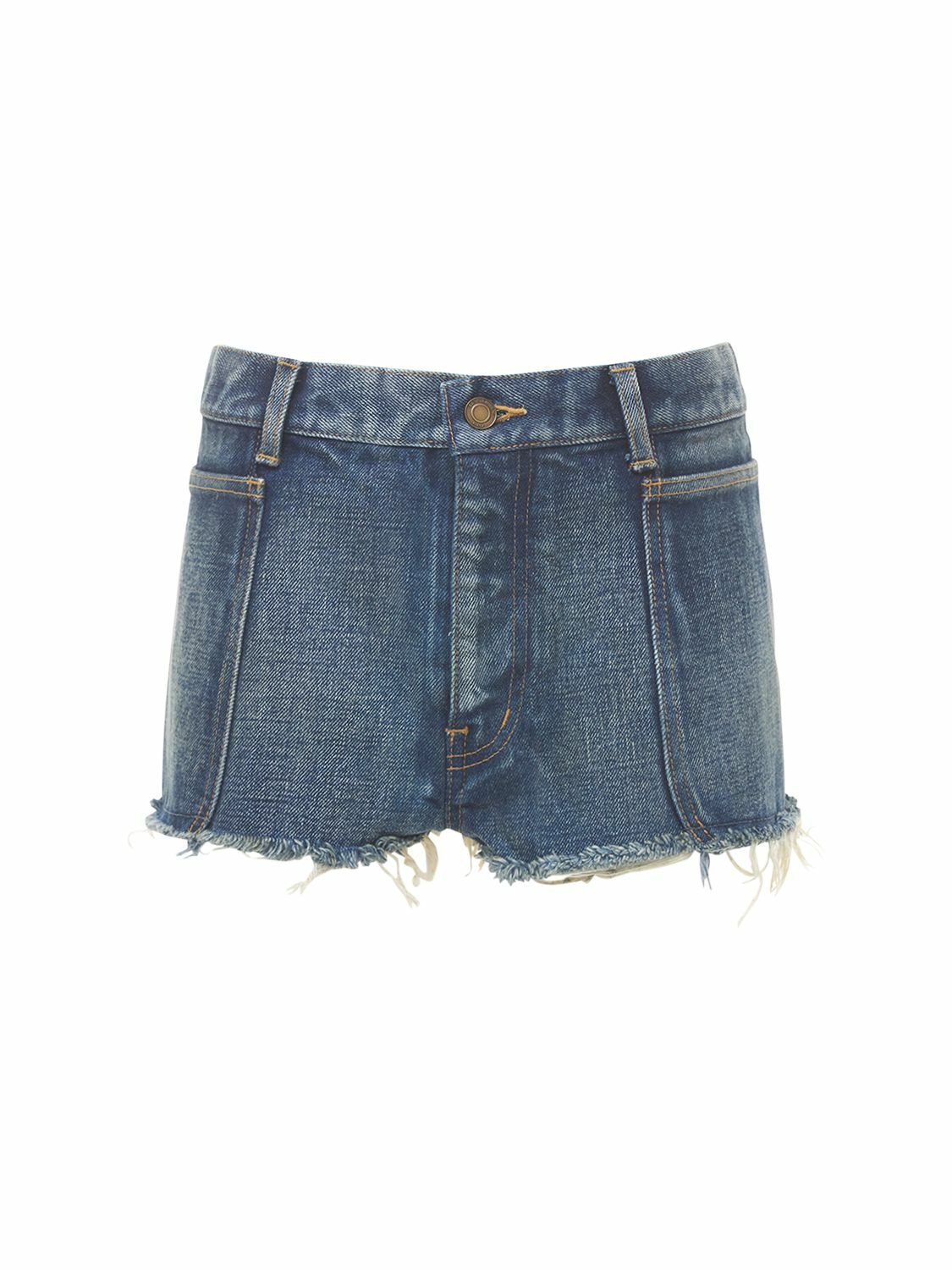 SAINT LAURENT - Cotton Denim Mini Shorts Saint Laurent
