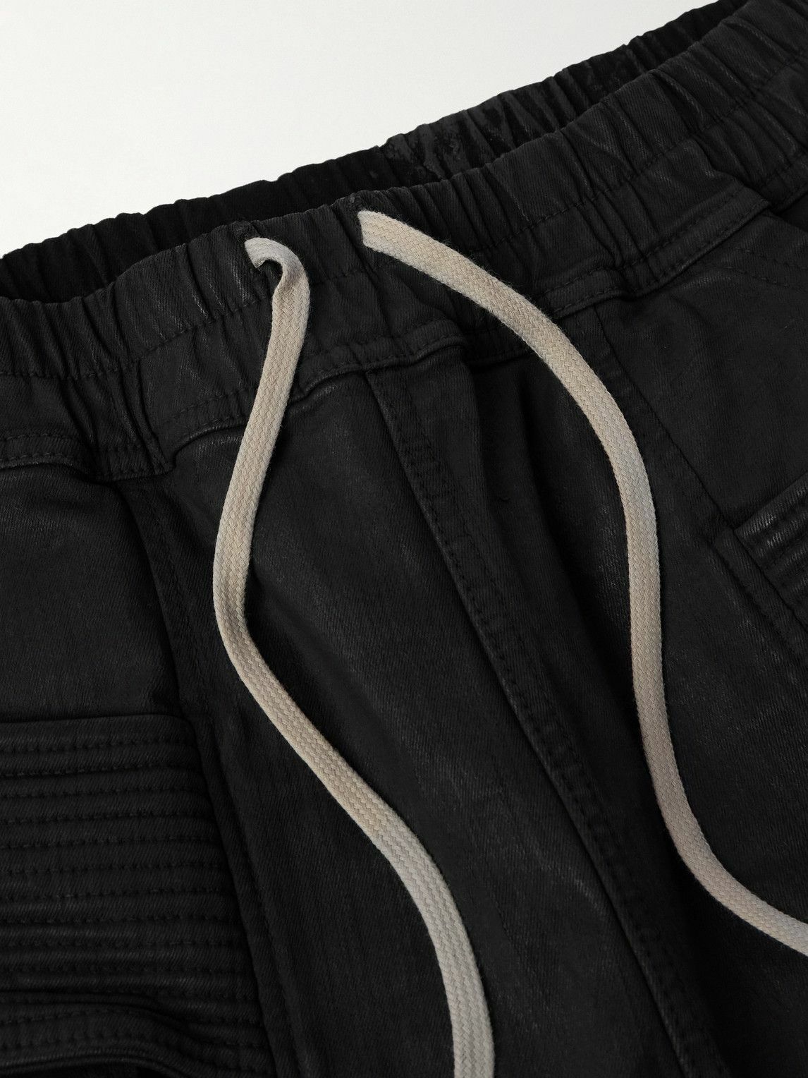 DRKSHDW by Rick Owens - Creatch Tapered Waxed Stretch-Denim Drawstring ...