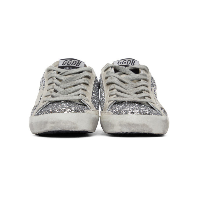 Golden Goose SSENSE Exclusive Silver Glitter Superstar Sneakers Golden ...
