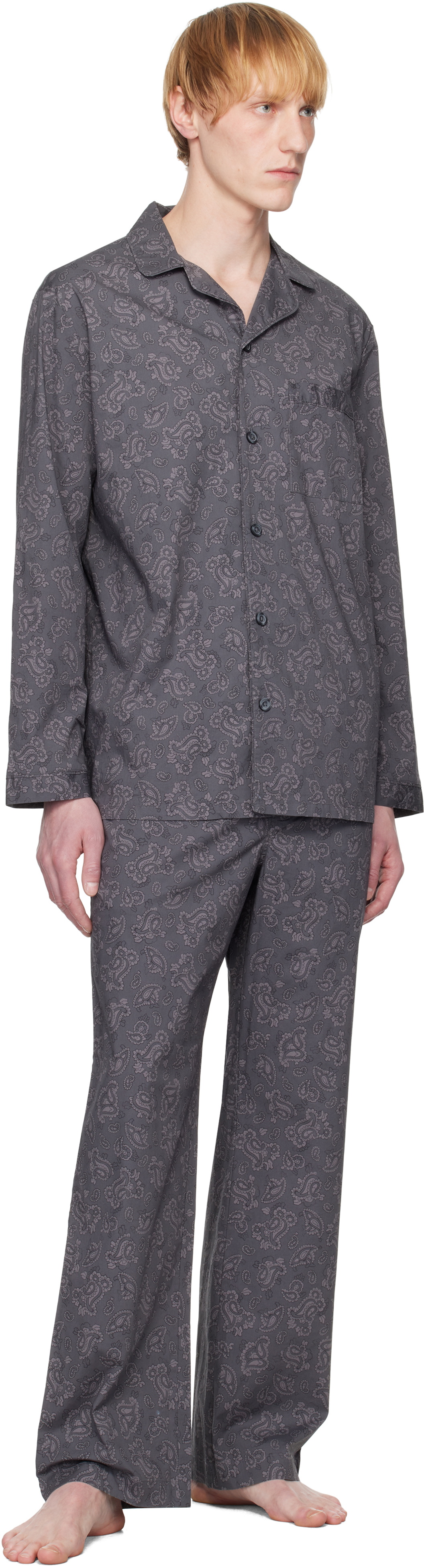SKIMS SSENSE Exclusive Gray Cotton Poplin Sleep Pyjama Set SKIMS