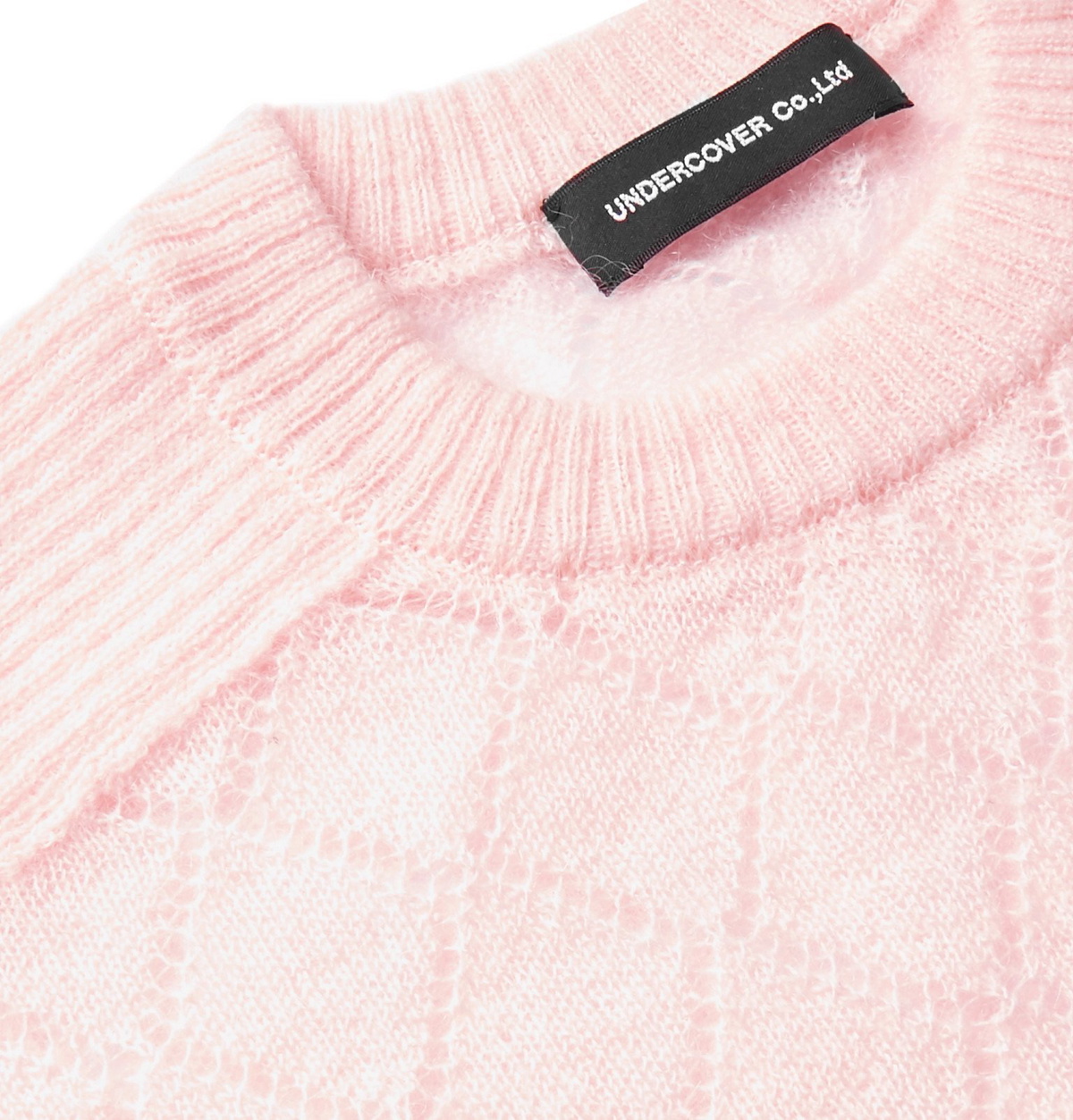 Undercover - Perforated Argyle Knitted Sweater - Pink Undercover
