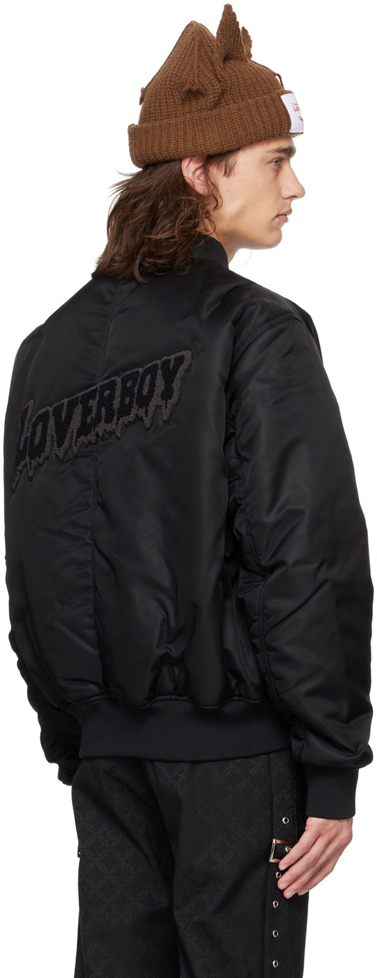 Charles Jeffrey LOVERBOY Black Varsity Bomber Jacket Charles Jeffrey ...