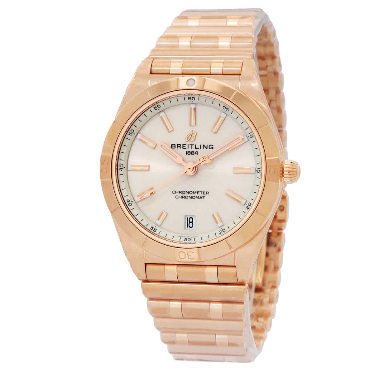 Breitling Chronomat 36 18kt Rose Gold Automatic White Dial Ladies Watch ...