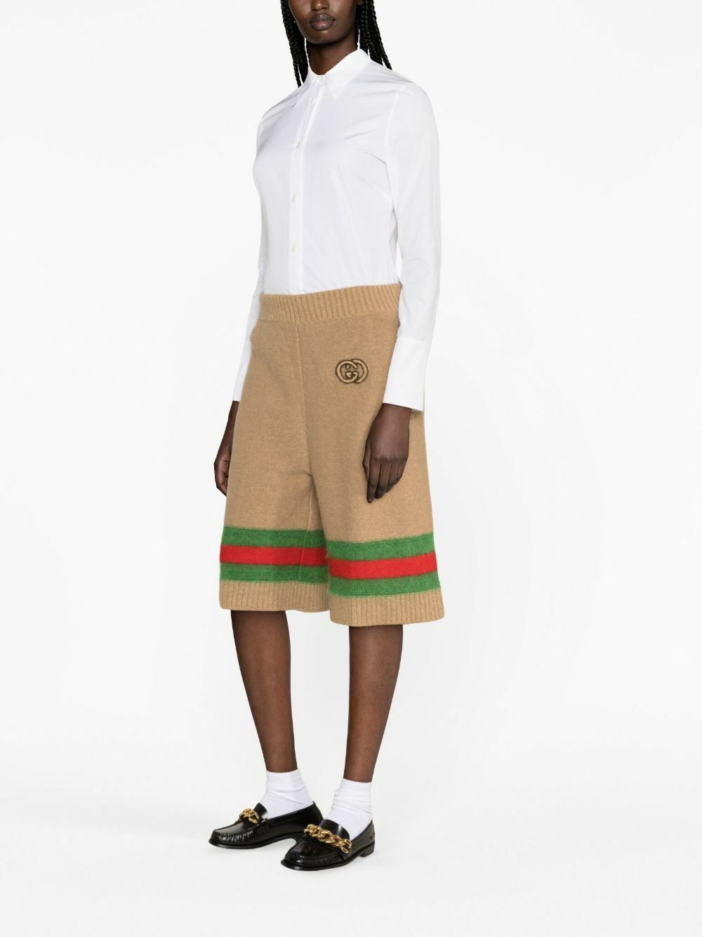 GUCCI - Web Detail Wool Shorts Gucci