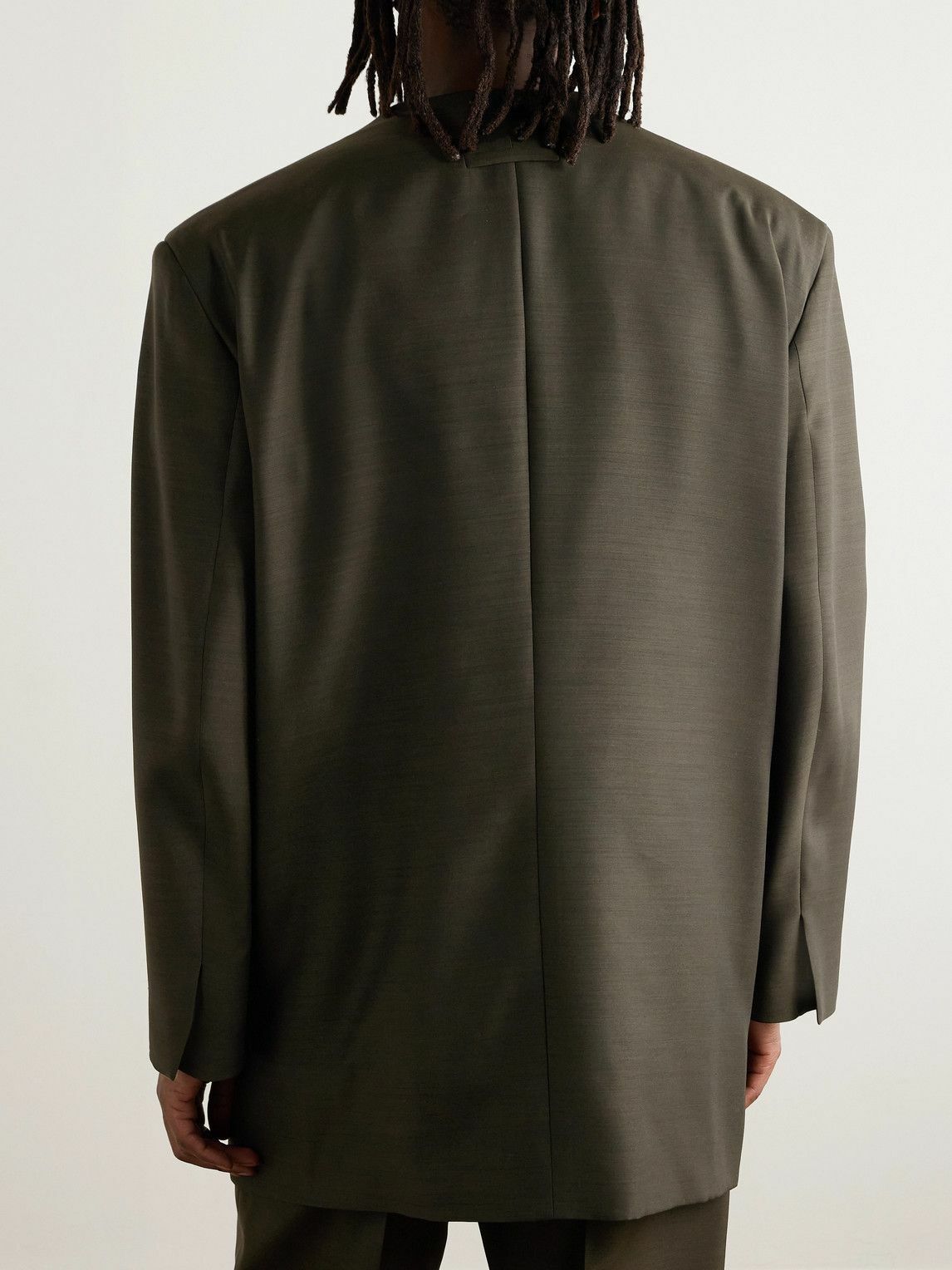 Fear of God - Oversized Logo-Appliquéd Double-Breasted Wool and Silk ...