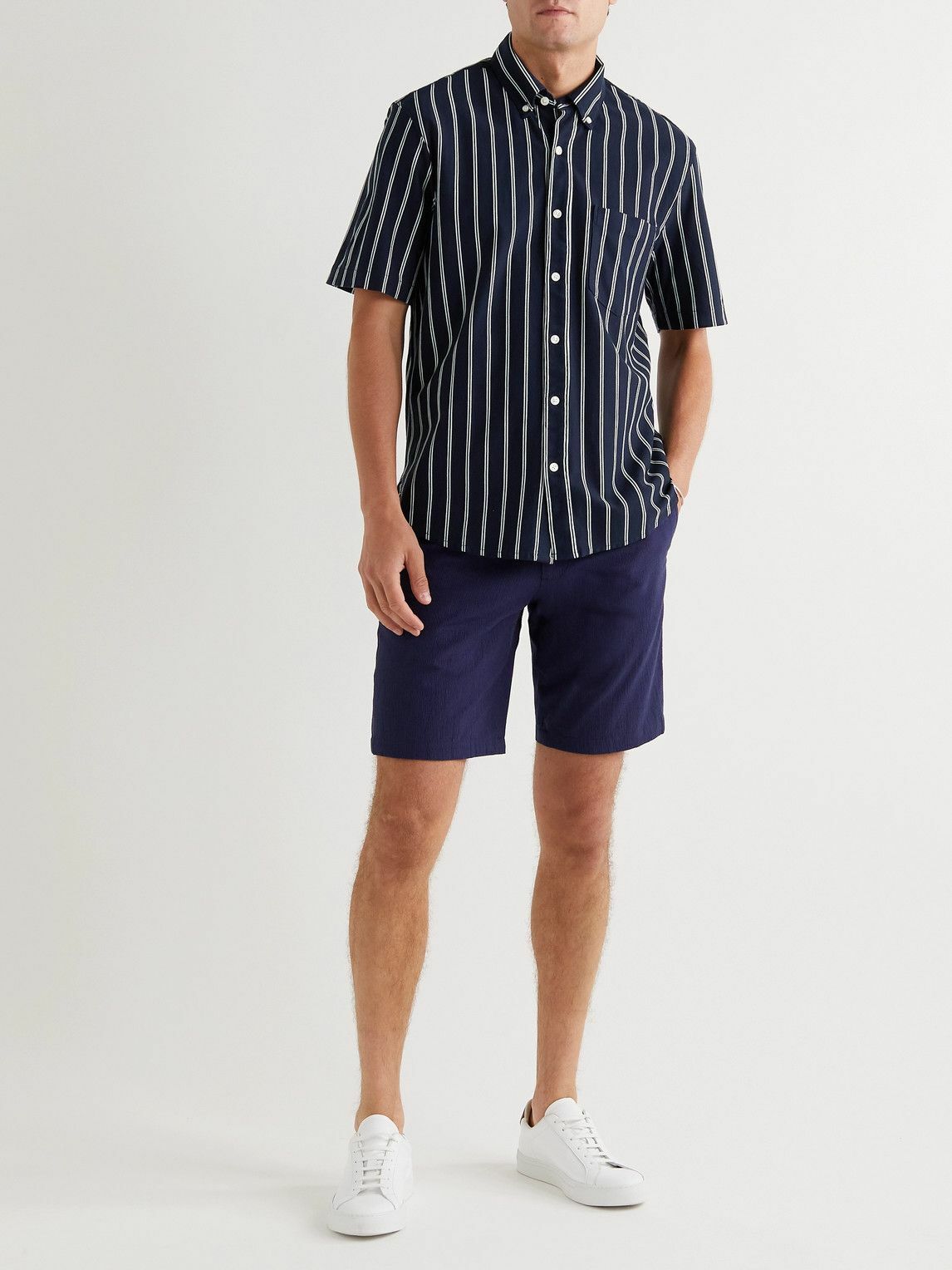 Club Monaco - Button-Down Collar Striped Cotton Shirt - Blue Club Monaco