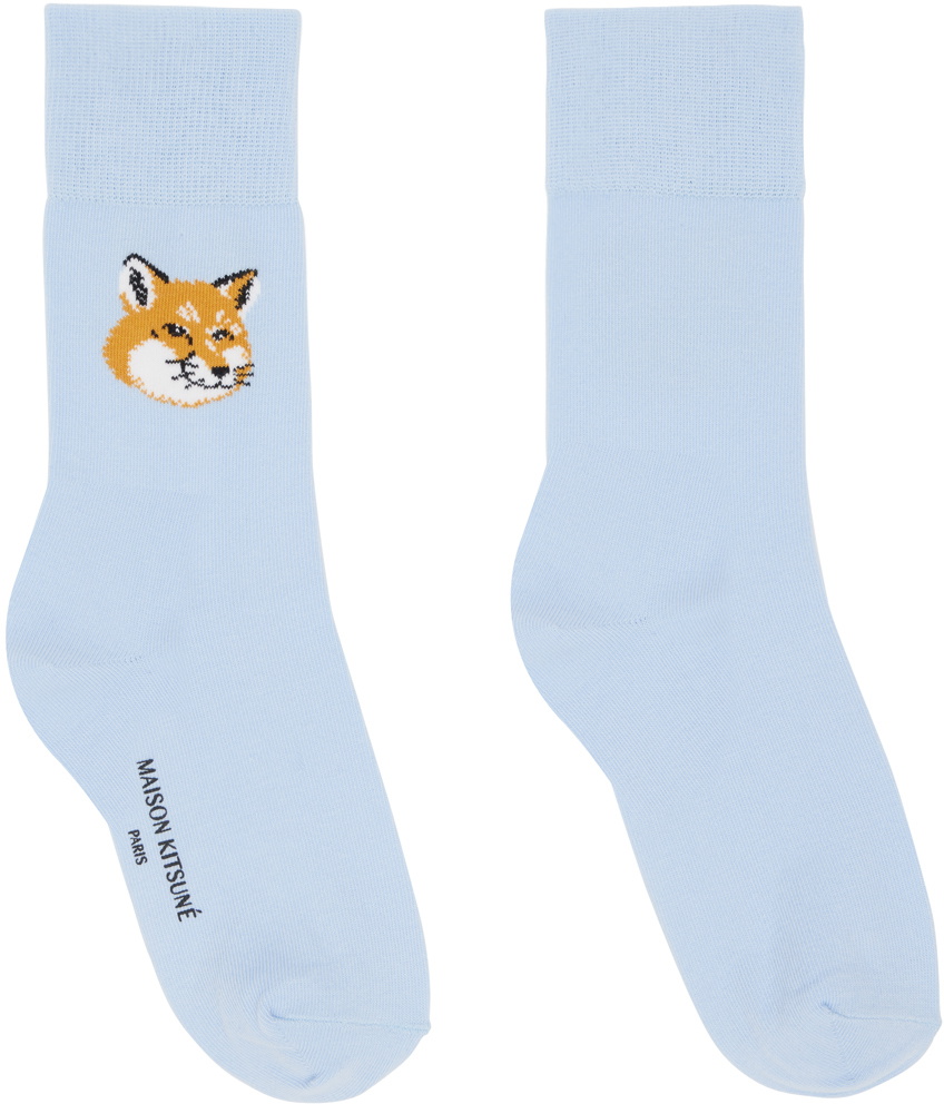 Maison Kitsuné Blue Fox Head Socks Maison Kitsune