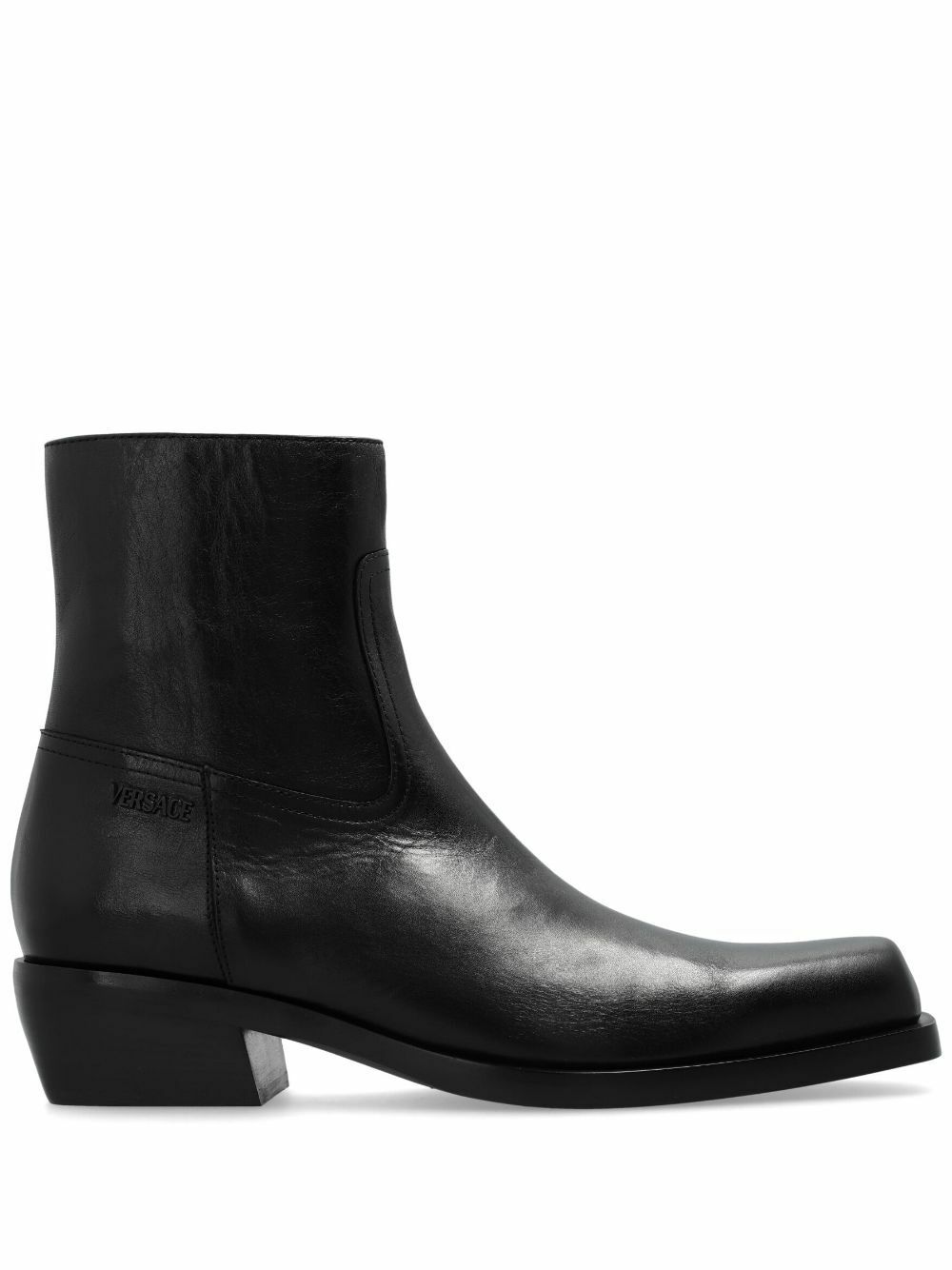 Versace Black Luciano 50 Leather Boots Versace