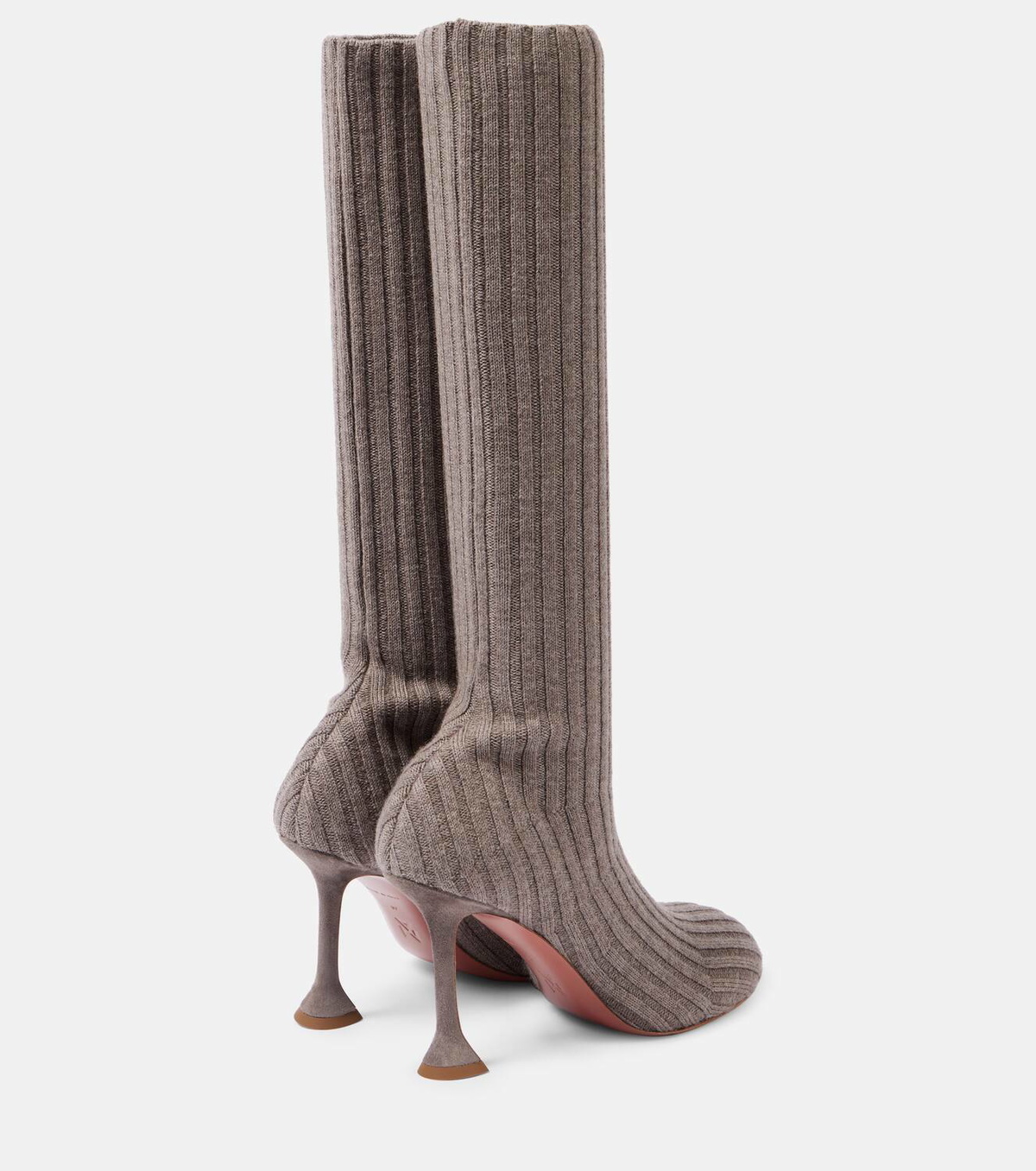 Amina Muaddi Veneda 95 stretch ribbed-knit knee boots Amina Muaddi