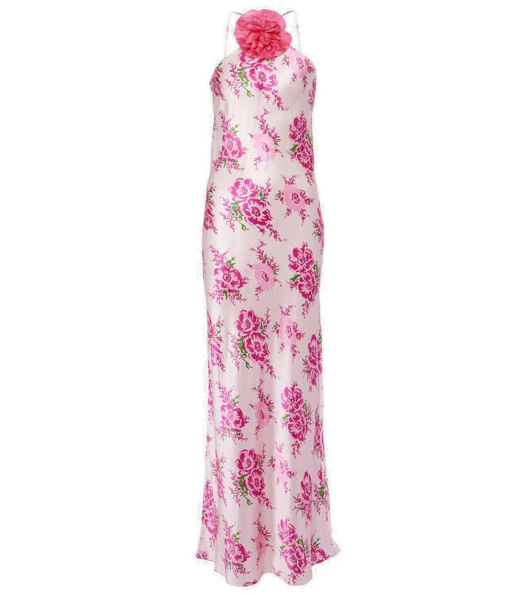 Rodarte Floral-appliqué silk maxi dress Rodarte