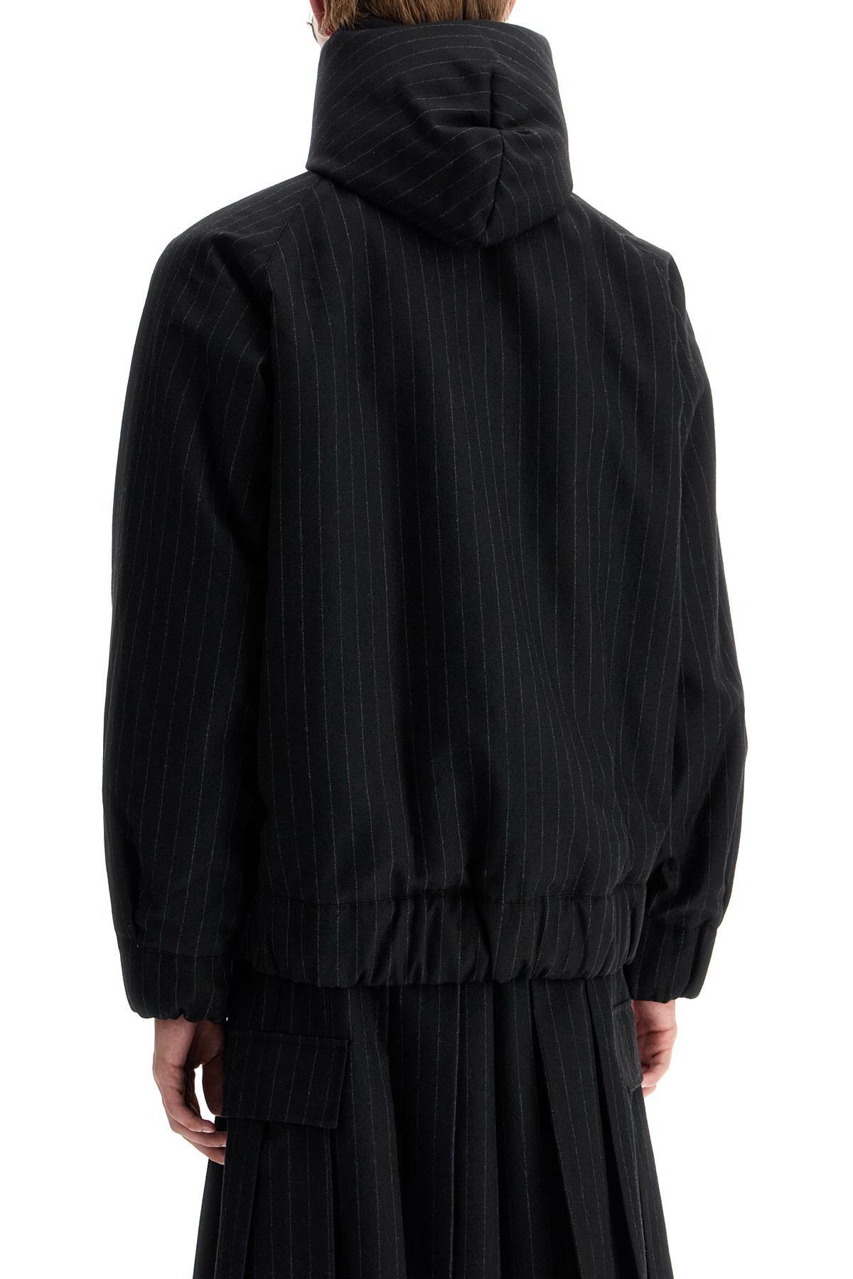 SACAI hooded wool gessato jacket Black Sacai