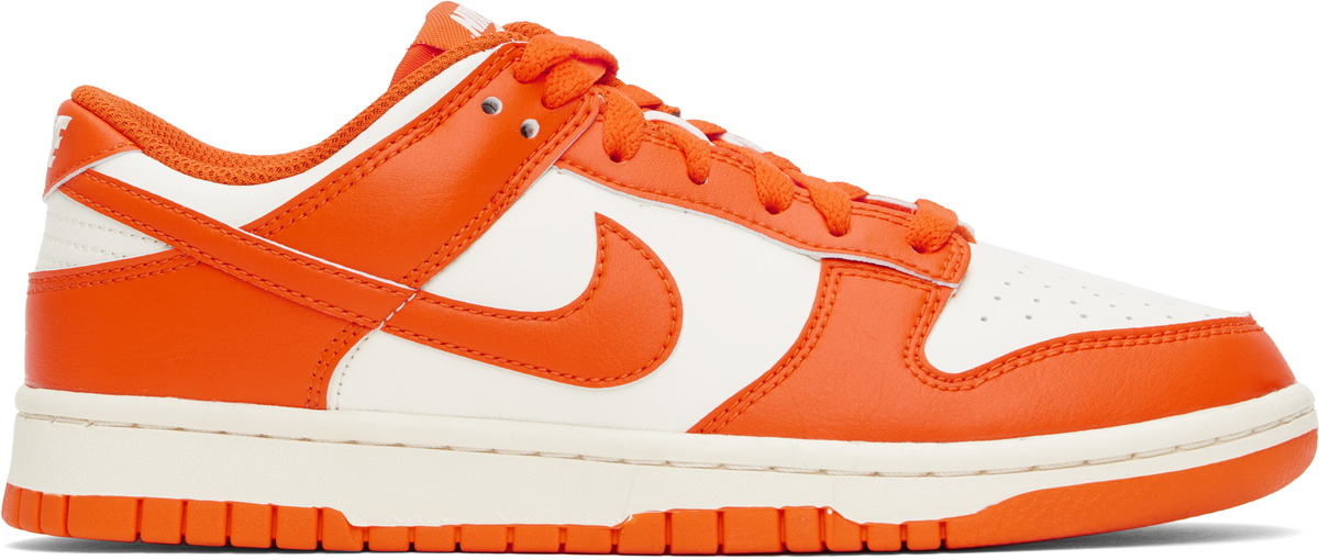 Nike White & Orange Dunk Low Retro Sneakers Nike