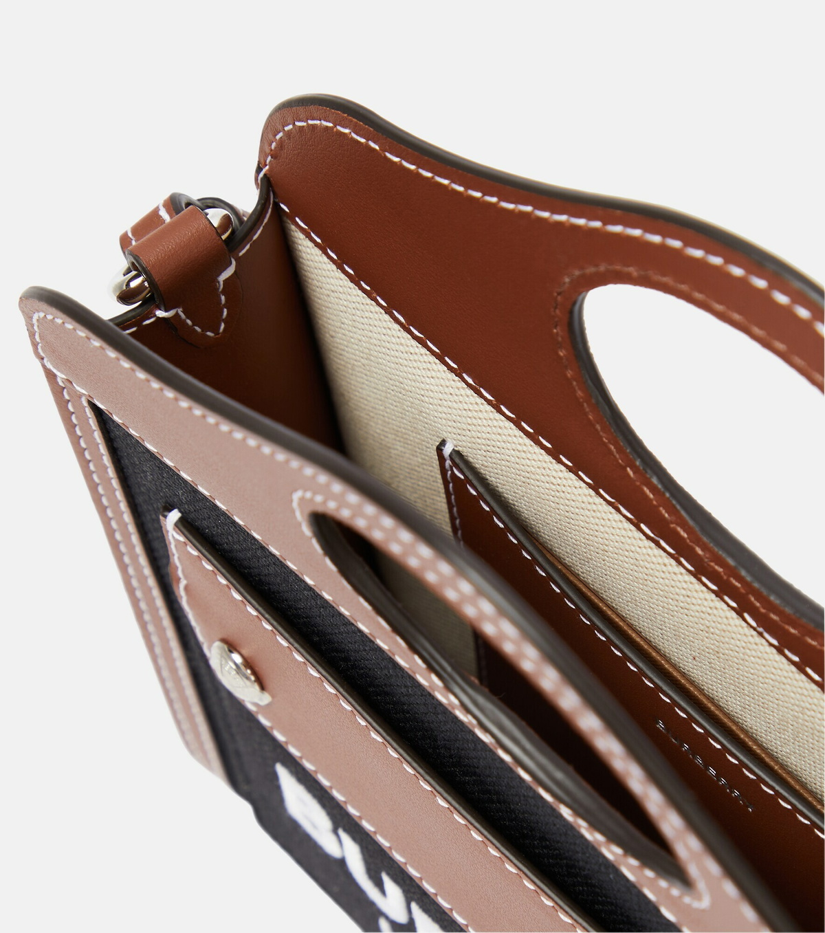 Burberry - Pocket Mini canvas and leather tote bag Burberry