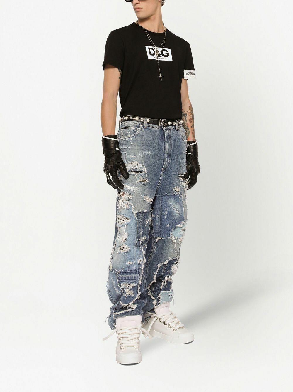 DOLCE & GABBANA - Cotton T-shirt With Re-edition Logo Patch Dolce & Gabbana