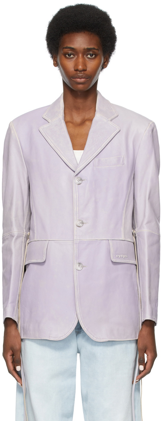 Eytys Purple Leather Cameron Jacket Eytys