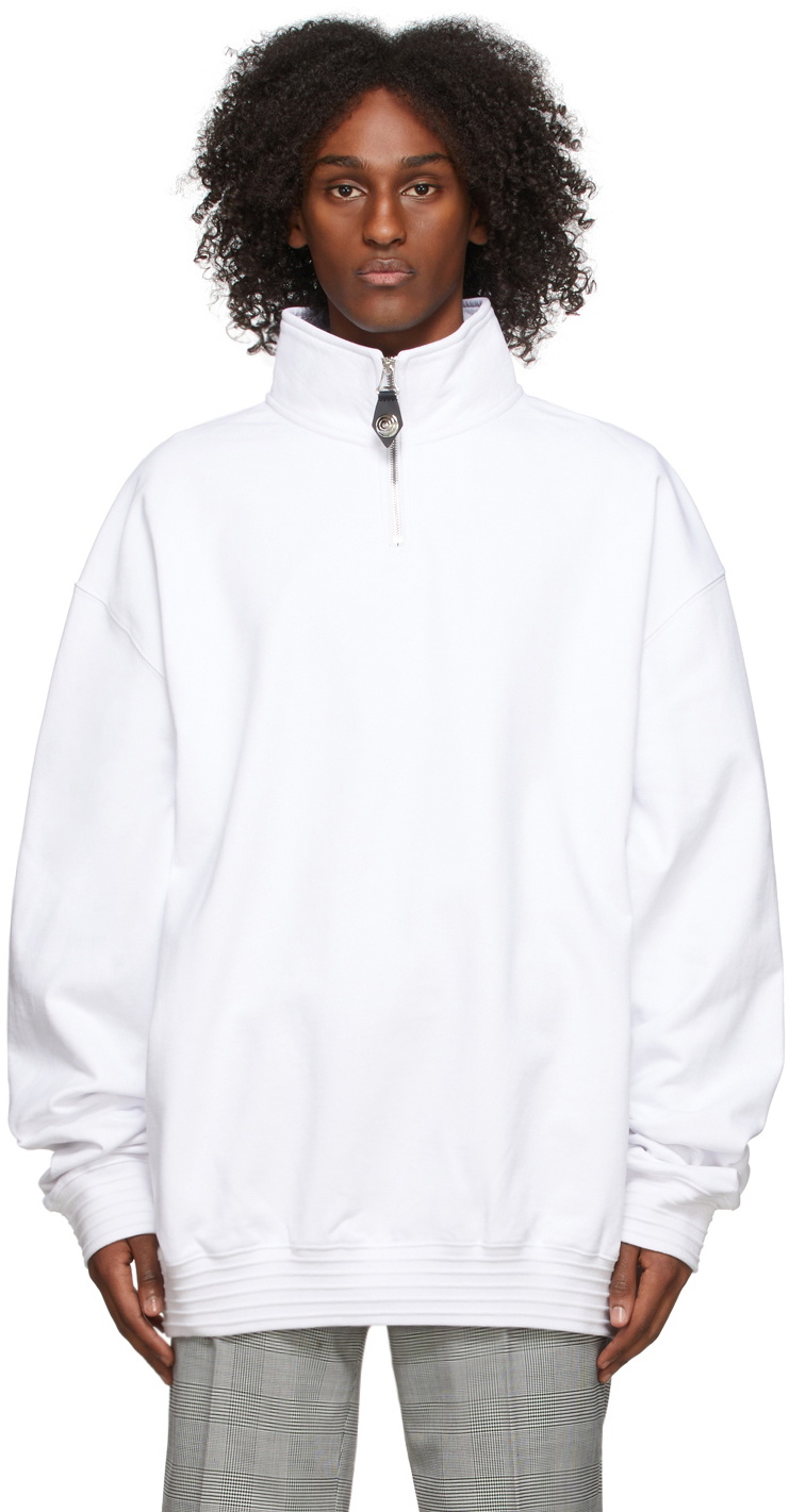 We11done White Half Zip Hoodie We11done
