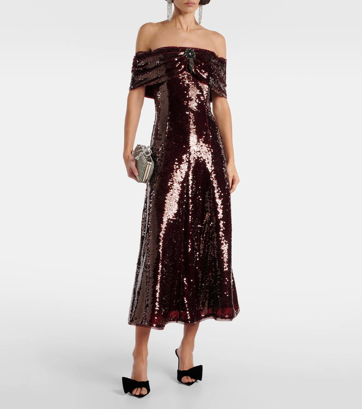 Self-Portrait Sequined off-shoulder midi dress Self-Portrait