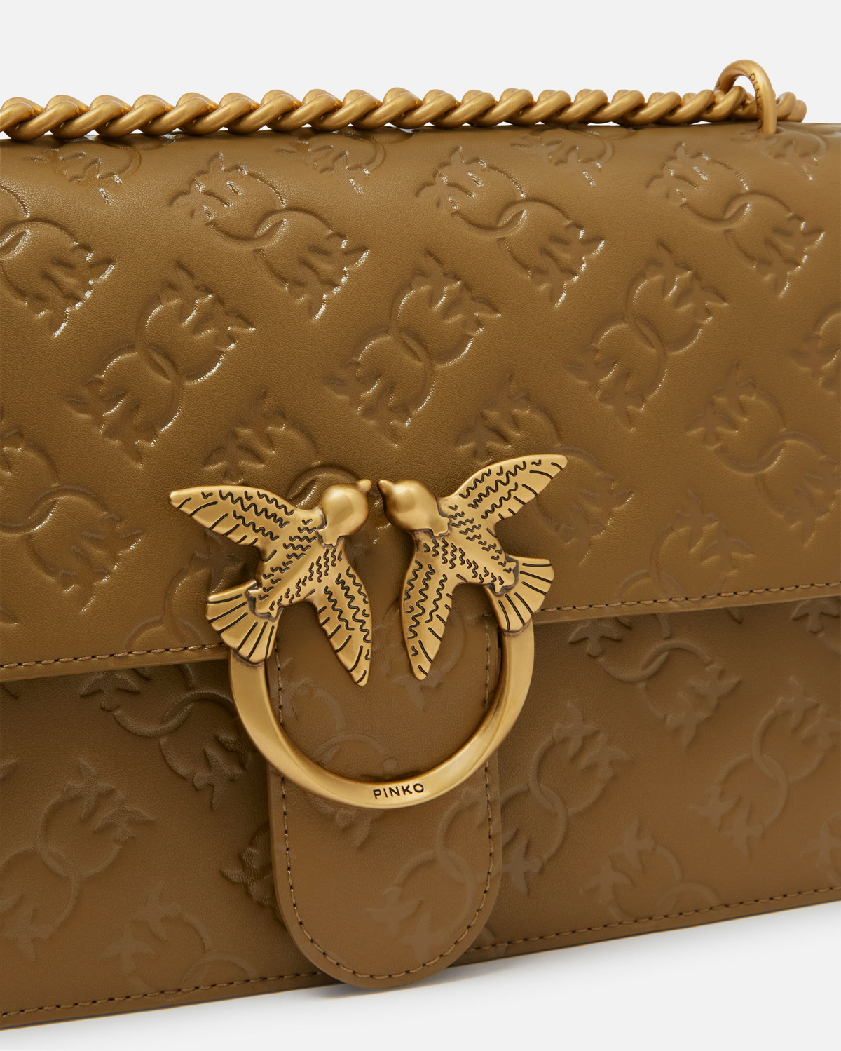 Pinko Love Bag Leather Crossbody Bag With Logo Plantation Antique Gold ...