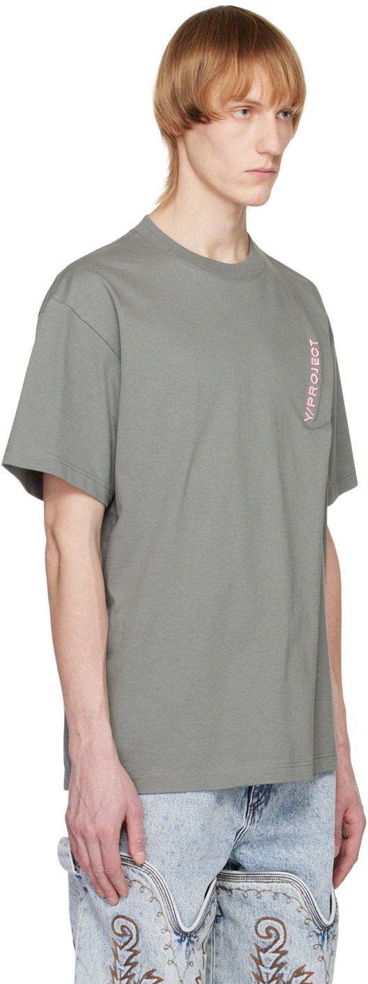 Y/Project Gray Embroidered T-Shirt Y/Project
