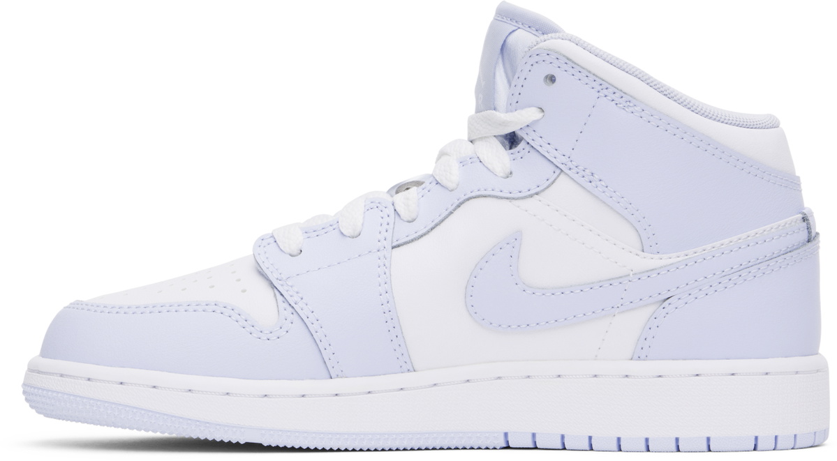Nike Jordan Big Kids Blue & White Air Jordan 1 Mid Sneakers Nike Jordan ...