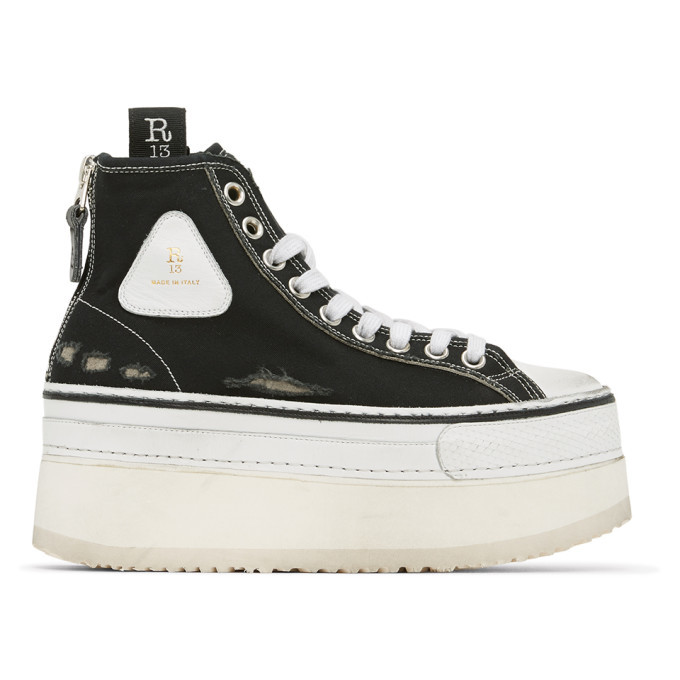 R13 Black Platform High-Top Sneakers R13