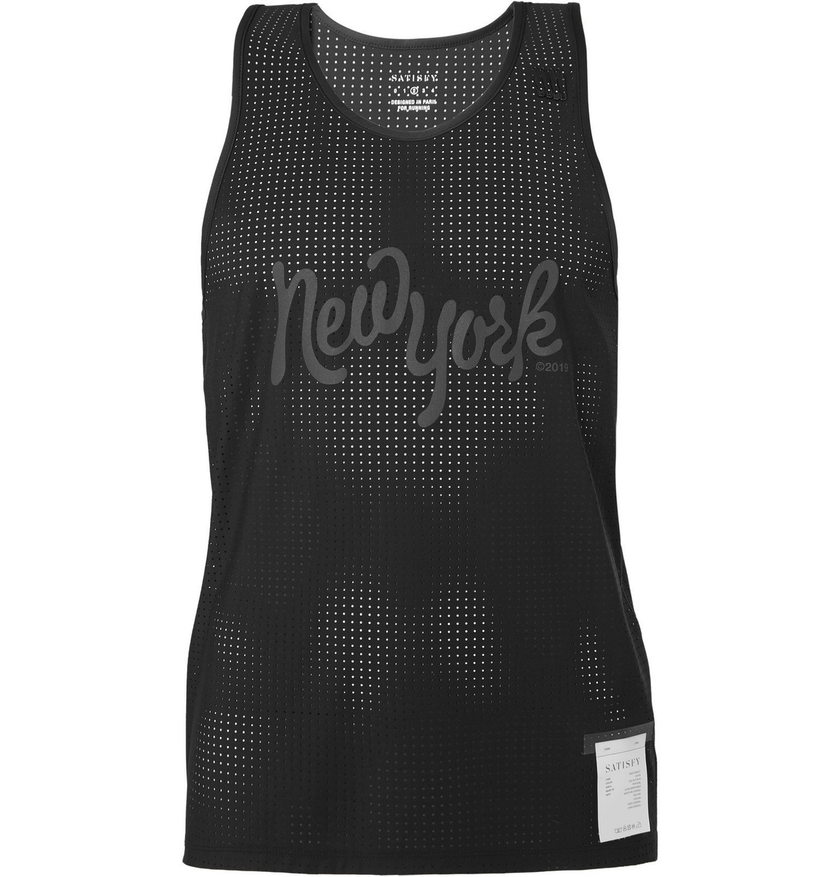 Satisfy - Race Printed Perforated Justice Tank Top - Black Satisfy