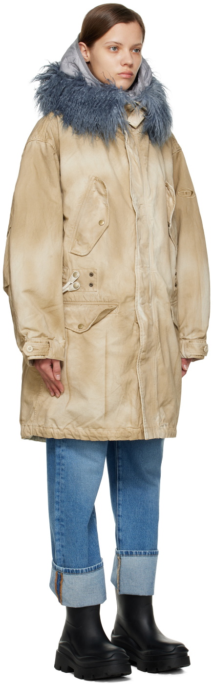 Diesel Beige Drawstring Coat Diesel