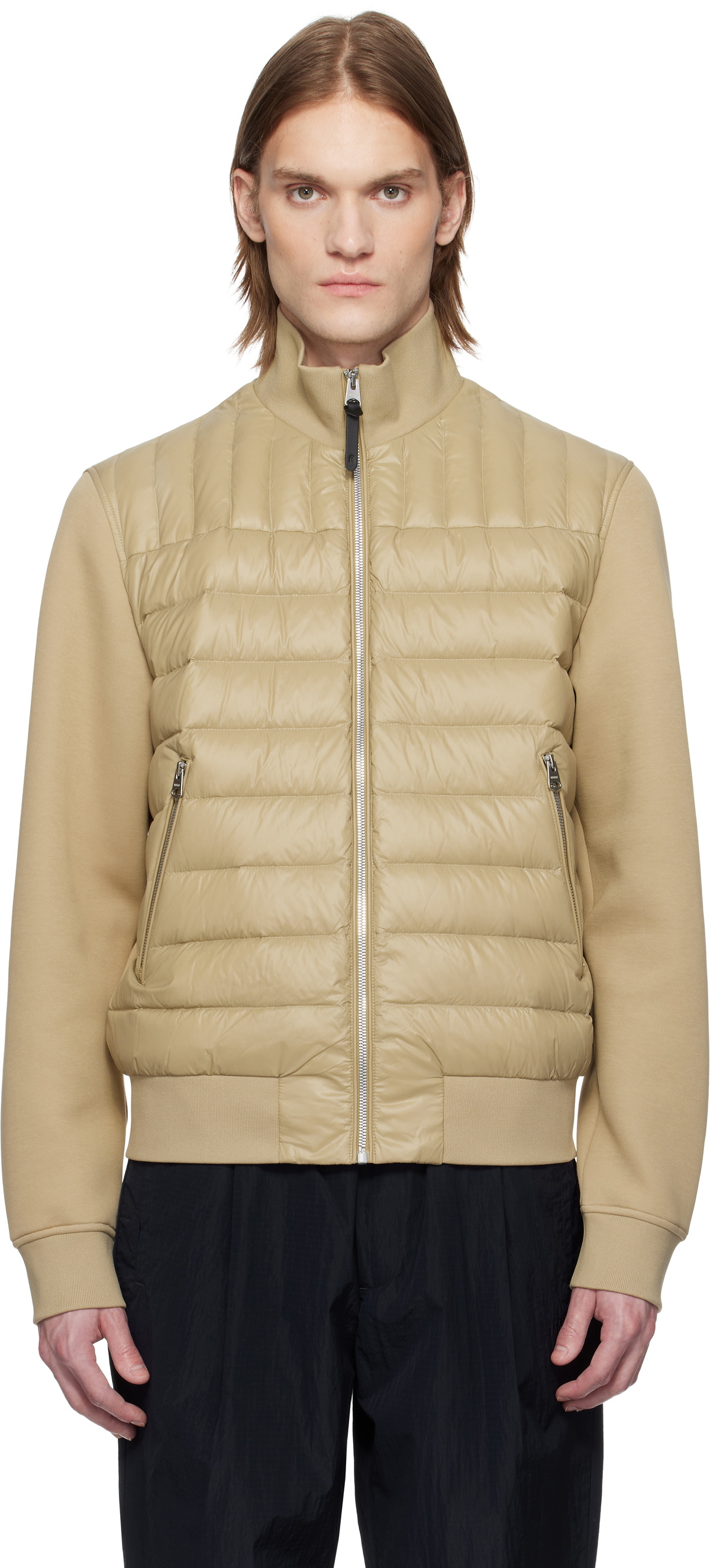 MACKAGE Beige Collin-R Nano Mixed Media Down Bomber Jacket Mackage
