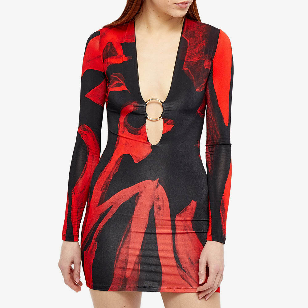 Louisa Ballou Women's Long Sleeve Helios Mesh Dress in Red Queen Louisa ...