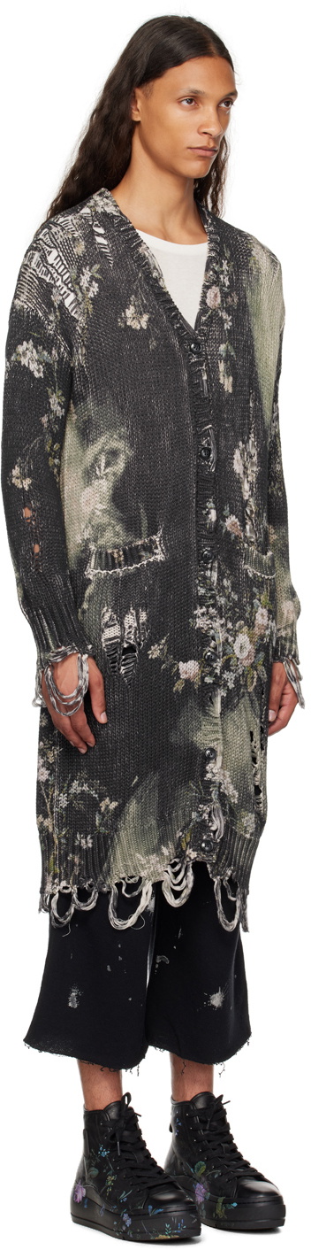 R13 Black Distressed Long Cardigan R13