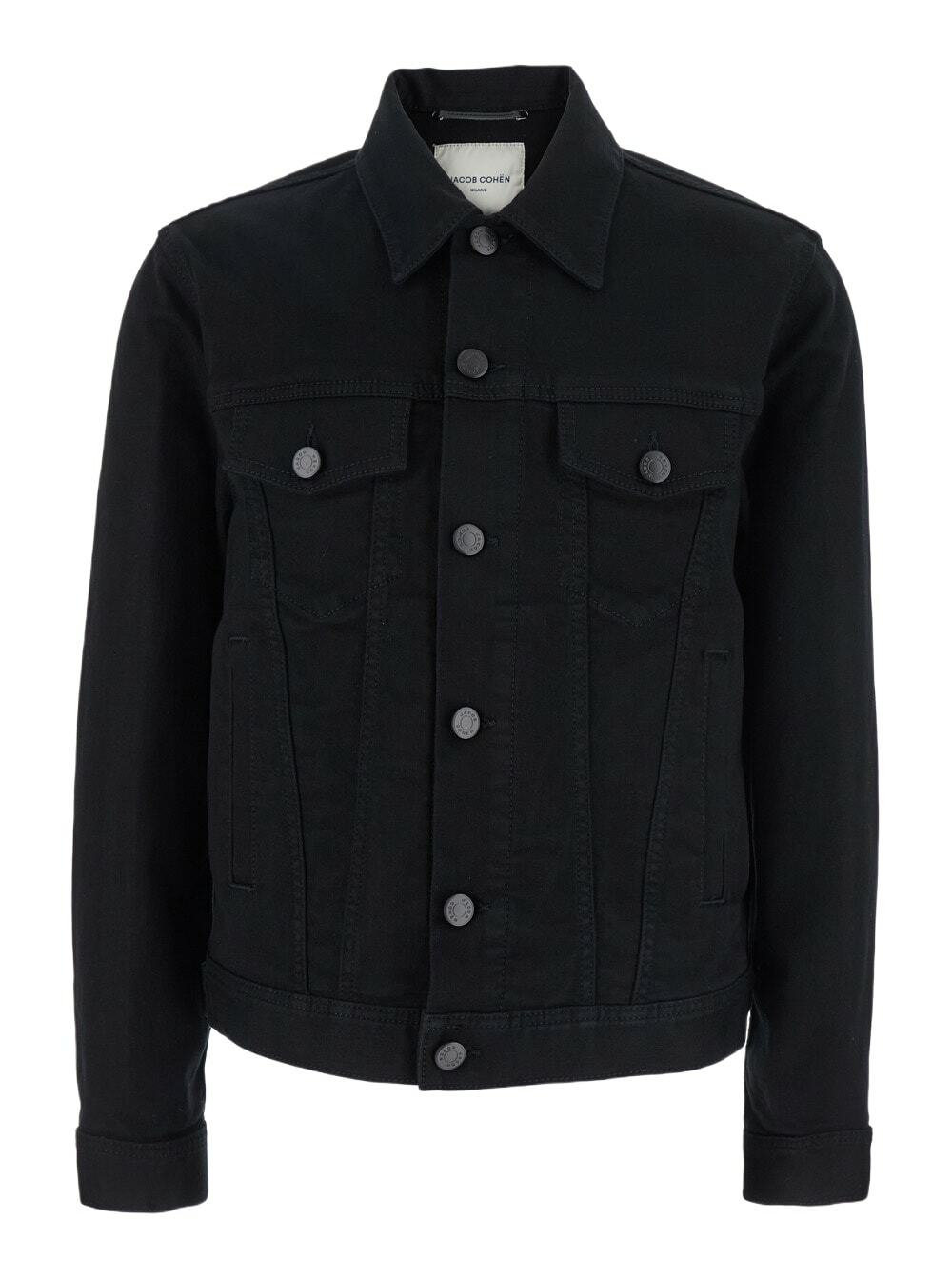 Jacob Cohen brad Black Jacket With Classic Collar And Logo Patch On The ...