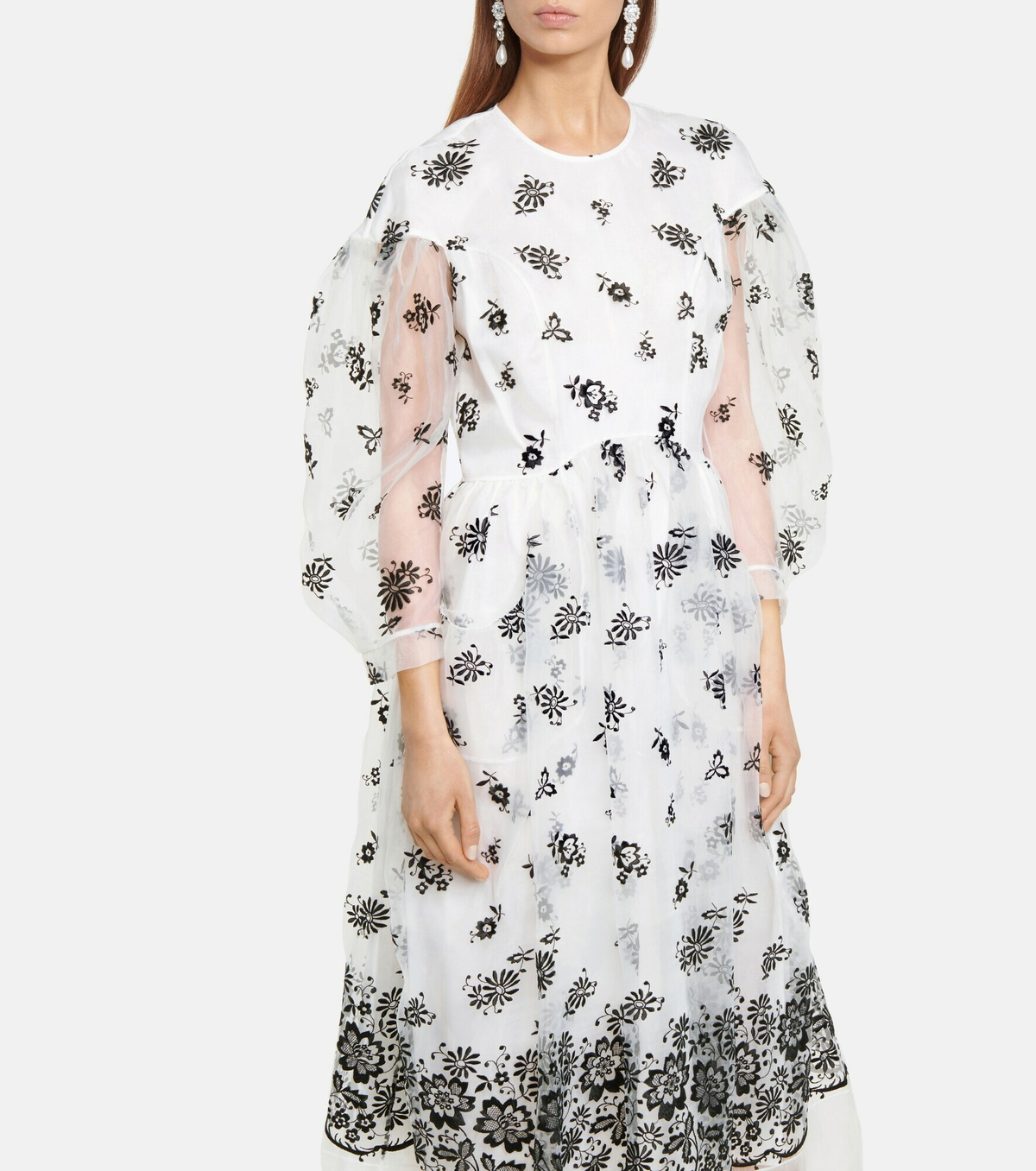 Simone Rocha - Embroidered organza midi dress Simone Rocha