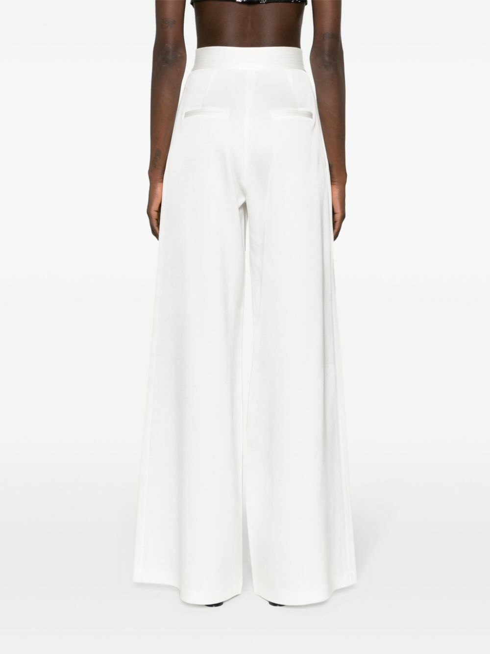 Alex Perry White Pleat-Detail Wide-Leg Satin Trousers Alex Perry