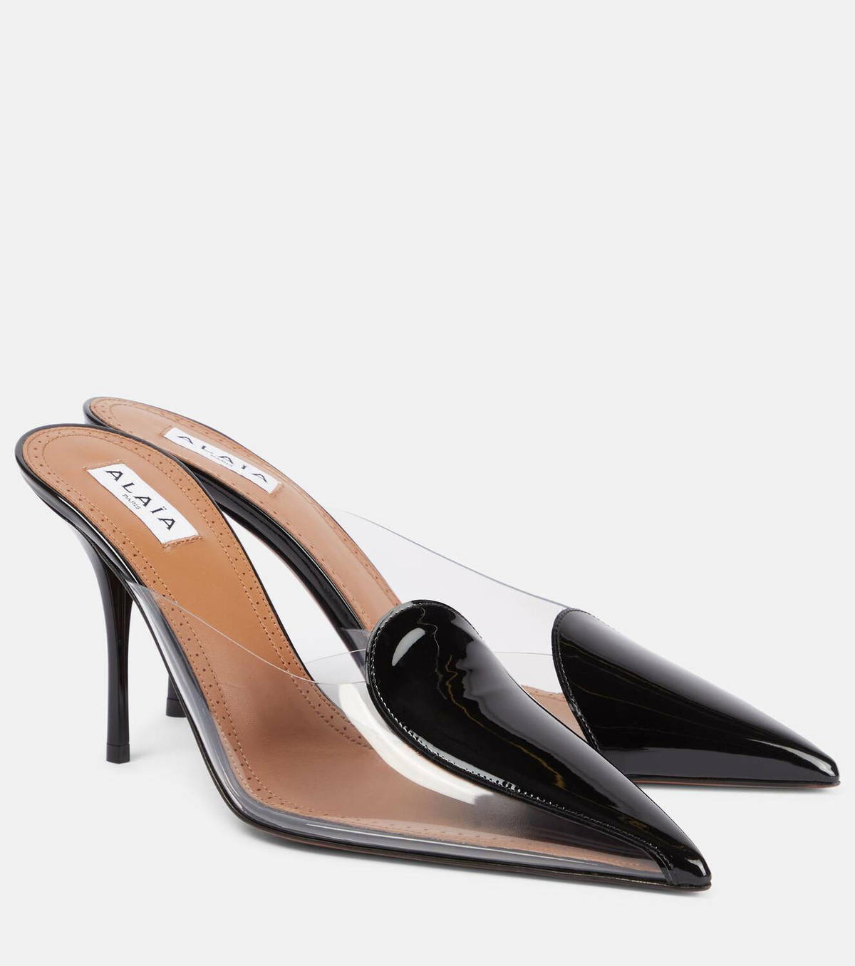 Alaïa 90 PVC and leather mules ALAÏA